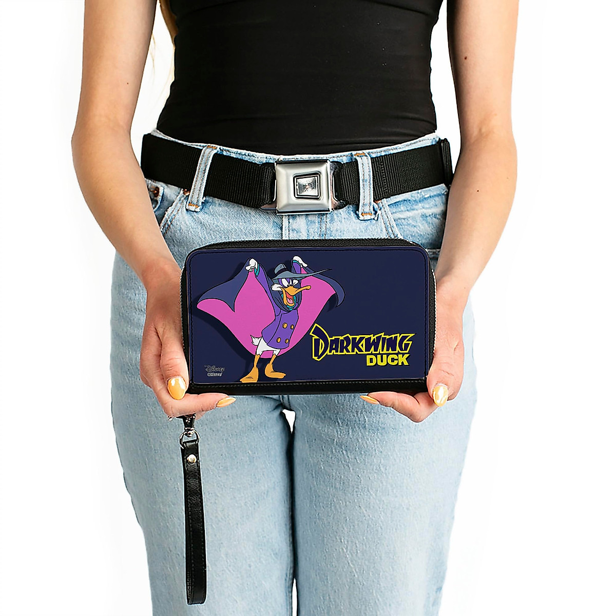 Buckle-Down Women's PU Zip Around Wallet Rectangle-Darkwing Duck, 7.5"x4.5"