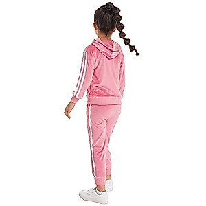 Linjinx Kids Boys Girls Velour Tracksuit Sweatsuits Athletic Hoodie Sweatshirt and Sweatpants Pants Set Pink 6-7 Years