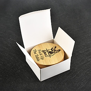 Funny Coasters for Drinks with Holder, Coasters for Coffee Table Set of 4 Coasters for Dining Table, German Shepherd Round Coasters 4" Housewarming Gifts for New House/Home - BZA055