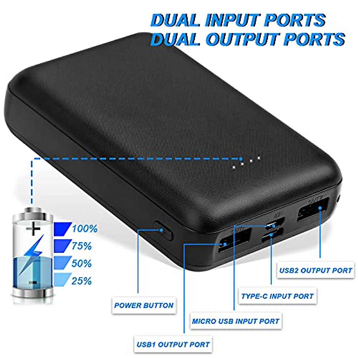 AWTOK Portable Charger Power Bank Apply for Heated Vest with USB DC Input Port, Portable Battery for Mobile Phone (5.0v 2.0A 10000mAh Power Bank)