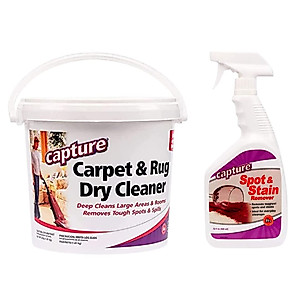 Capture Carpet & Rug Dry Cleaner w/Resealable lid (4 Pound) Spot and Stain Remover Carpet, Couch, Sofa Cleaner (32 oz) Bundle