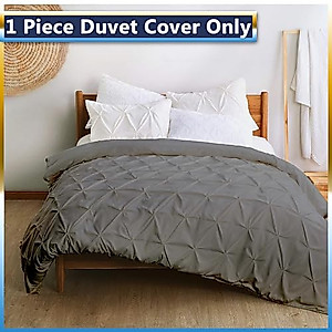 California Bedding Decorative Pinch Plated Pintuck Duvet Cover 800 TC Egyptian Cotton Oversized King 120x98 Size 1-PCs Duvet Cover Zipper & Corner Ties Breathable & Soft Dark Grey Solid