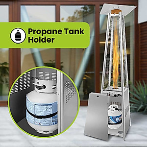 Outdoor Patio Propane Space Heater - 48,000 Btu Pyramid Propane Heater, Outdoor Heater, Portable Heater, Patio Heater Propane, W/ Wheels, Fire Pit Metal Heat (PPH-PYR)