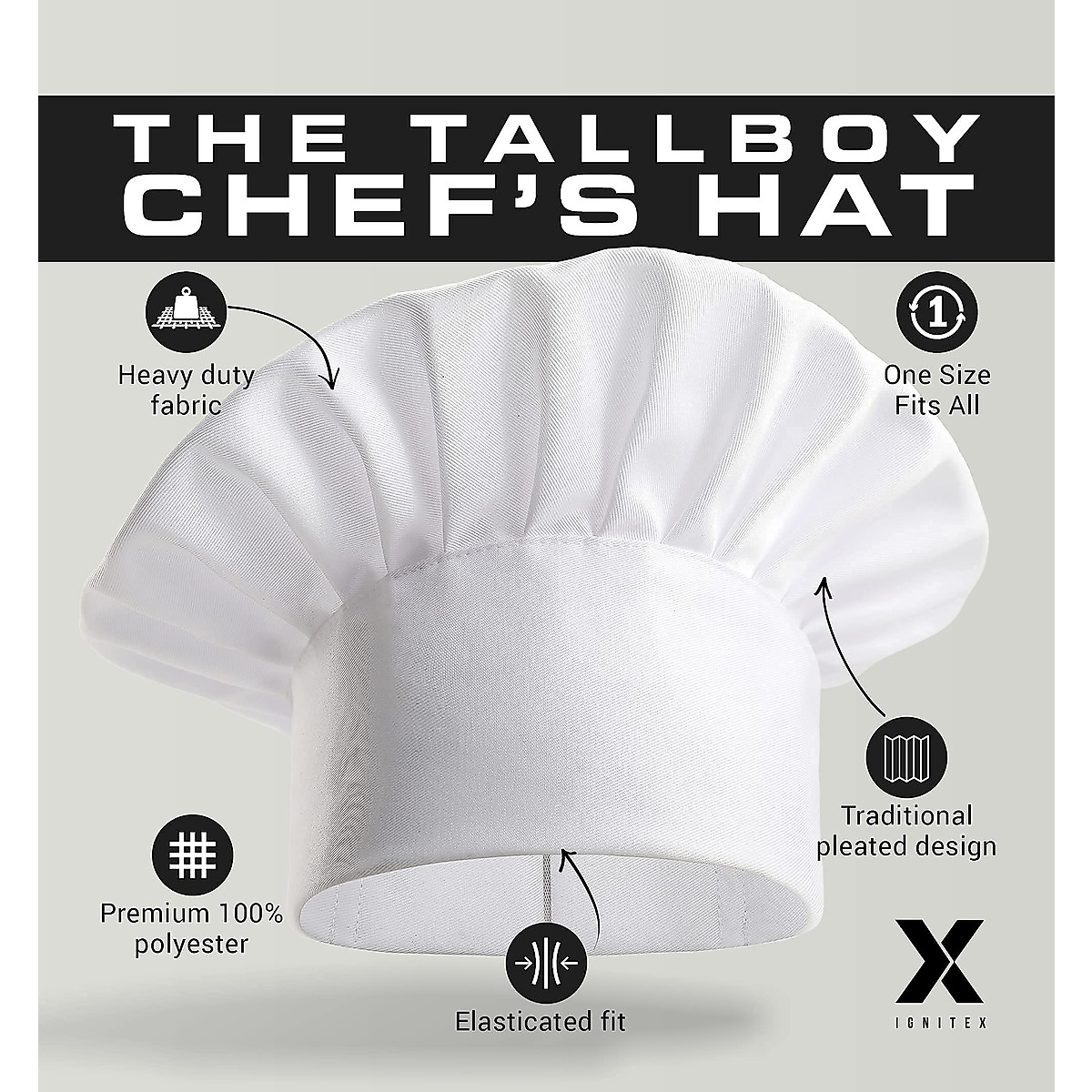 Chef Hat for Men and Women - Cute Chef Hats for Adults, The Perfect Pizza Chef Hat, Mens Chef Hat White