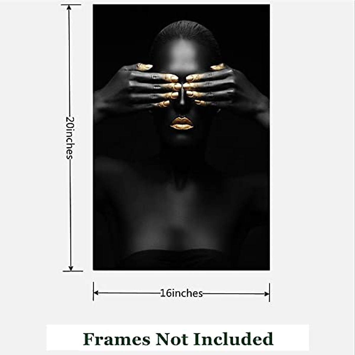 YOWOCAL Black Women Beauty Prints, 16x20 Inches African American Girls Canvas Wall Art ,Pop Gold Earrings Praying Girl Drawing Decor for Home Living Room Bedroom Porch(Set of 3,Unframed)