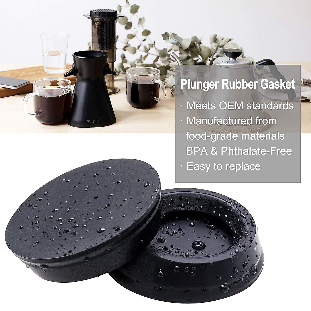 AMI PARTS Plunger Rubber Gasket Replacement Part for AeroPress Coffee and Espresso Maker (2pc)