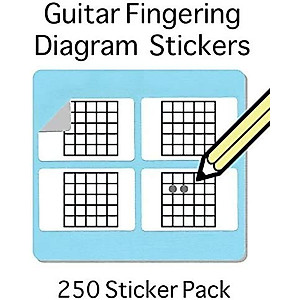 Guitar Chord Diagram & Fingering Sticker Set (250 Pack) Amazing Tool for Teachers and Students