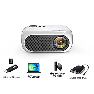 LED Portable Mini Projector HD 1080P Projector U Disk Plug-in Card, Home HD Projector Suitable for Living Room,Bedroom,Office,Patio Party or Field Party