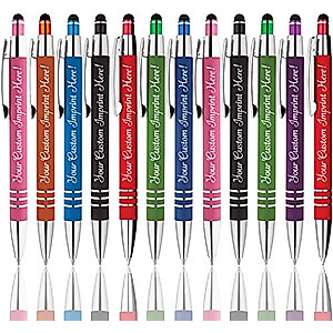 Personalized Pens - Hottie Rubberized Soft Touch Ballpoint Pen with Stylus tip is a stylish, premium metal pen, black ink, medium point.- Includes Personalization (Box of 12) (Assorted)