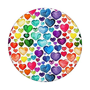 LGBTQ Rainbow Hearts Gay Pride Flag Gay Lesbian Proud PopSockets Swappable PopGrip