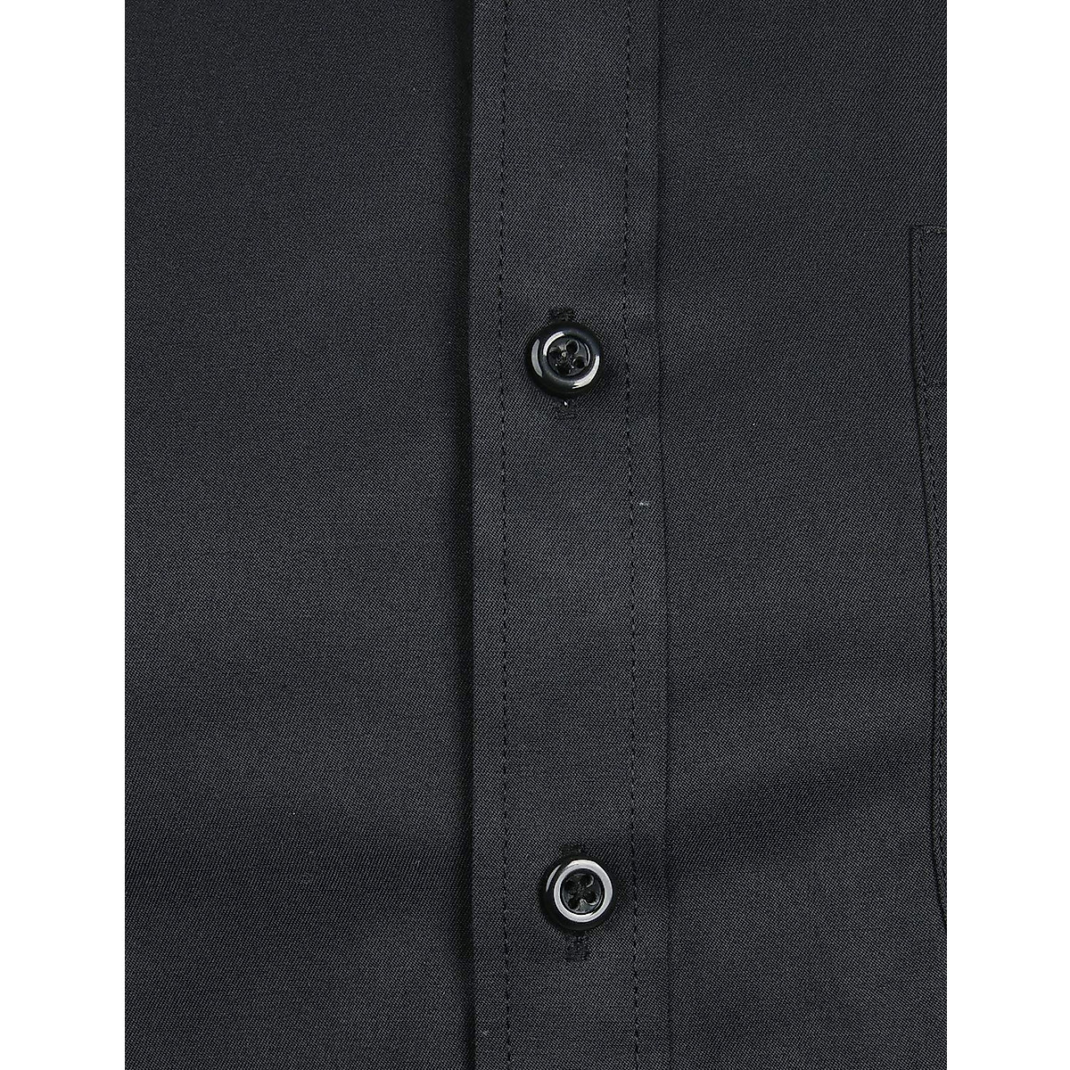 ZEROYAA Men's Long Sleeve Dress Shirt Solid Slim Fit Casual Business Formal Button Up Shirts with Pocket ZSSCL01 Black Medium