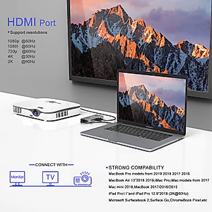 USB C Hub Multiport USB C Adapter for MacBook Pro 2021 2020,USB C Hub USB C to HDMI VGA SD TF Card Reader 3USB 3.0 and USB C Power Pass-Through Port