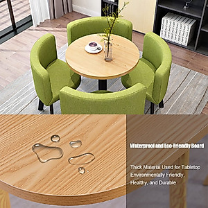 KUKIXO Round Dining Table Table and Chair Combination, 60cm Simple Style Office Reception Desk and Chair Set, Round Table Coffee Shop Leisure Table, with 4 Chairs Leisure Table (Color : Brown)