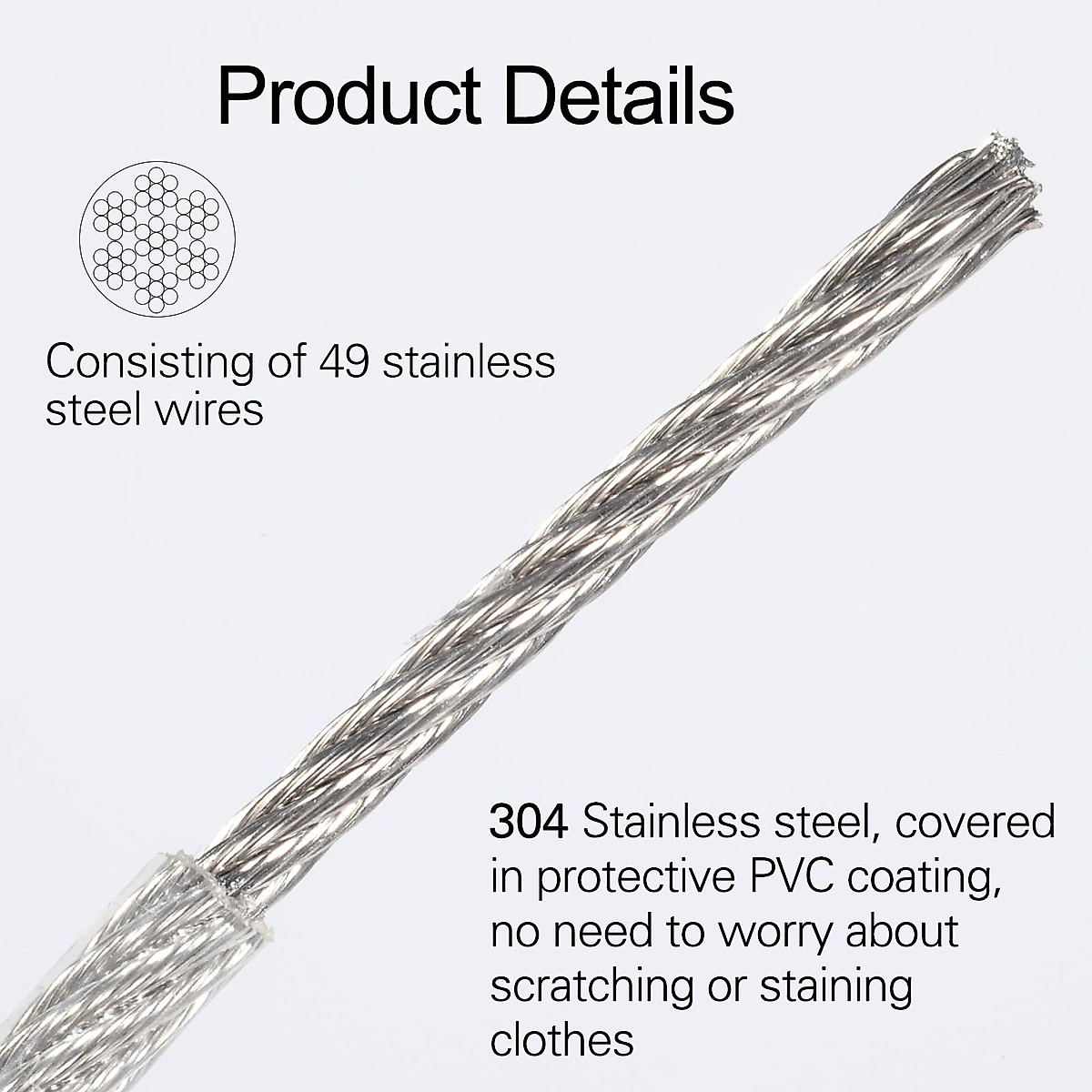 OOTSR Stainless Steel Clothesline, 16.4ft Clothing Wire for Indoor Outdoor, Laundry Drying Rope with Turnbuckle and 6 Clothespins, Heavy Duty Shower Line for Home Camping Accessories