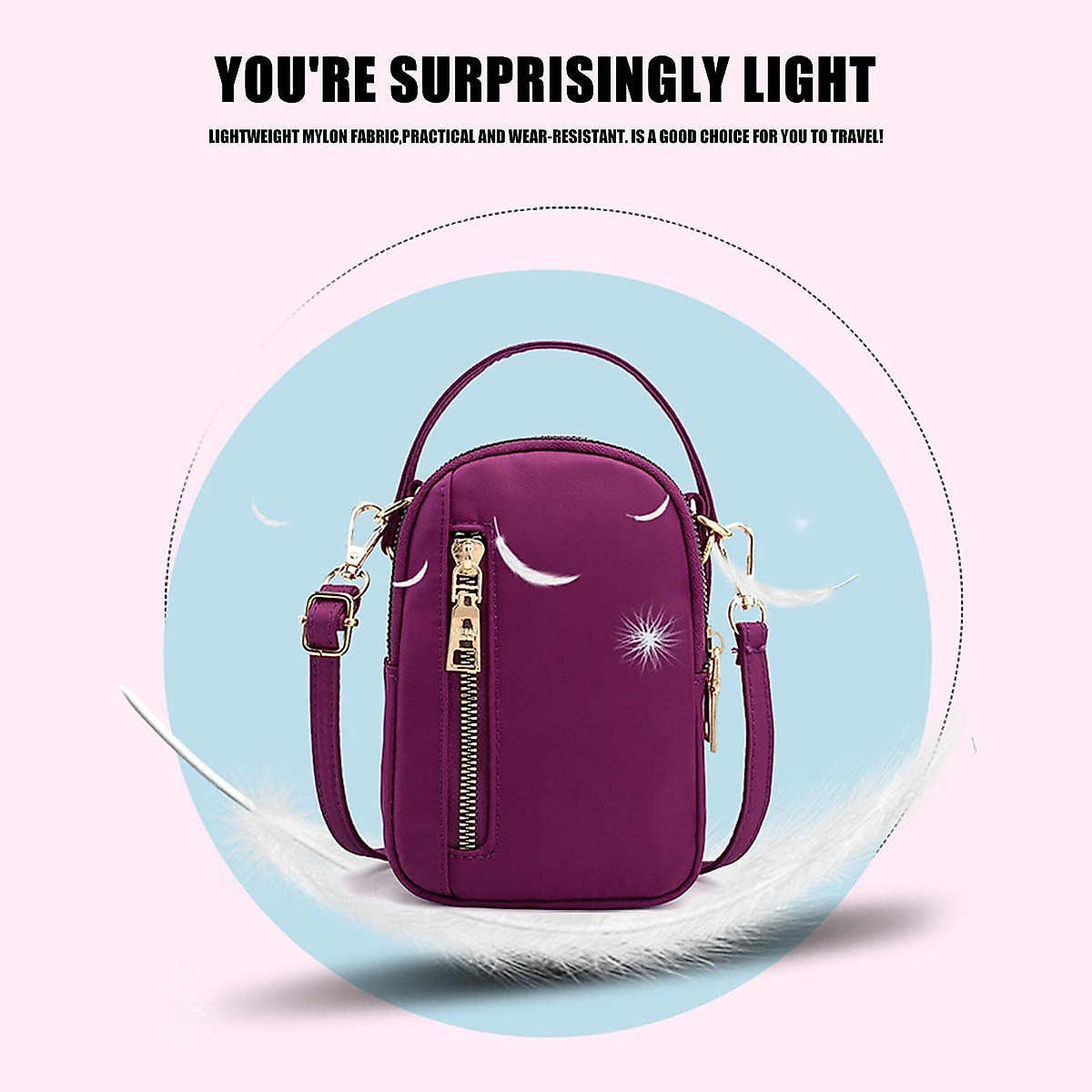 Activane Small Bag for Women Shoulder Bag with Detachable Strap for Passport Cell Phone