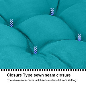 INFBLUE Outdoor Tufted Wicker Cushions Seat Cushions for Patio Furniture Set of 2, 19x19 Outdoor Chair Cushions Weather Resistant Patio Cushions with Ties for Wicker Chair (Aqua Green, 2 Pack)