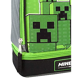 Minecraft Lunchbox Creeper Zip Compartment Green Lunch bag One Size