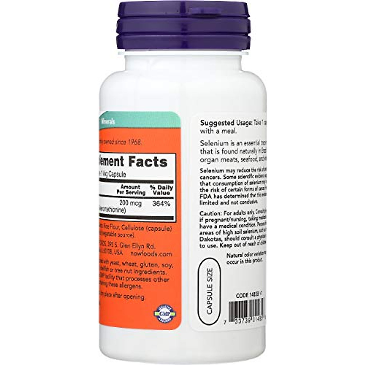 Now Foods Selenium 200 mcg 90 Vcaps