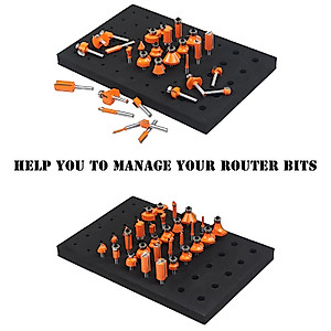 VIKITON Router Bit Storage Tray Foam Router Bit Holder Organizer for Both 1/4 inch Shank Router Bit and 1/2 inch Shank Router Bit, Router Bit Storage Inserts