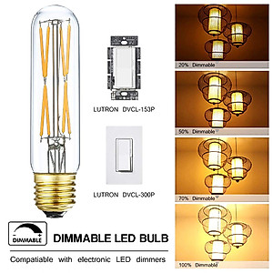 XININSUN T10 Led Bulb, 8W Dimmable Led Tubular Bulbs, 75-100 Watt Equivalent, 2700K Soft Warm White,850lm, Clear Glass, E26 Base Lamp Bulb, for Cabinet Display Cabinet etc,3 Pack.