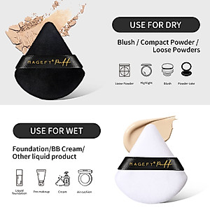 MAGEFY 6 Pieces Powder Puff Triangle Makeup Puff Soft Powder Puffs for Face Powder Cosmetic Foundation Beauty Puff Makeup Tool (White & Black)