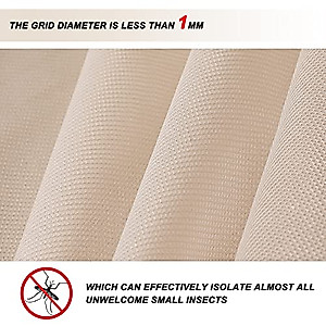 COOSHADE 7.5-11FT Patio Umbrella Mosquito Netting Polyester Screen Mesh Net for Outdoor Umbrella with Zipper Door and Weight Bag Beige