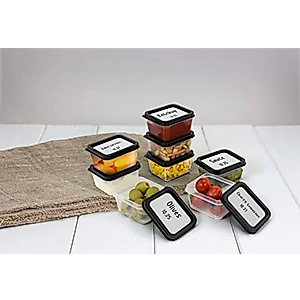 ZENVY 50 Pack Mini Reusable 2oz Containers | Includes 50 Plastic 2oz Food Containers and Lids | For Sauces, Dips, Crafts & More (Black, Rectangle)