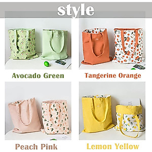 GOLD XIONG PADISHAH Double-Sided Canvas Tote Bag, Reusable Shopping Bag, Canvas Shoulder Bag, Fruit Pattern Canvas Tote Bag, Double Sided Durable Foldable Canvas Shopper Bags(Lemon Yellow)