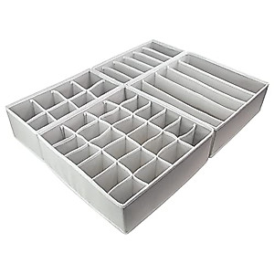 GOGOODA 4 Pcs Underwear Drawer Organizers Divider, Socks Bra Organizer and Storage Boxes for Lingerie, Bra, Undies