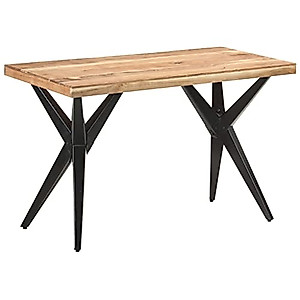 ULUYYUC Dining Table 47.2"x23.6"x29.9" Solid Acacia Wood,Office Desks Party Table Kitchen Tables Kitchen Furniture Outdoor Table for Living Room, Kitchen, Backyard, Wedding,Office