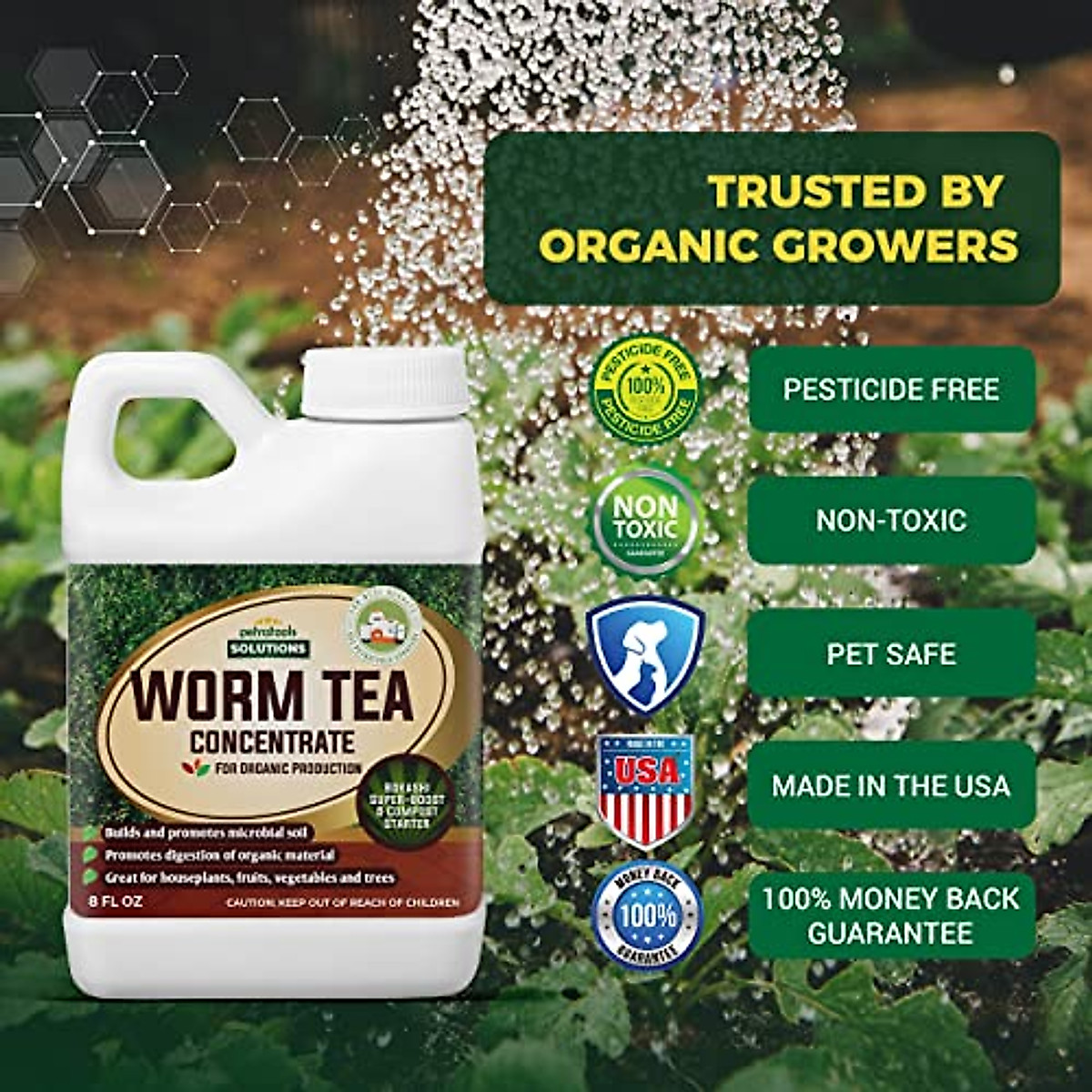 Worm Tea for Gardening Soil - Worm Tea Fertilizer Liquid - Worm Castings, Earthworm Casting Manure Fertilizer - Earthworm Tea Worm Castings - PetraTools Worm Casting Concentrate (8 Oz)