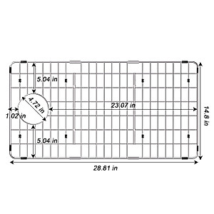 Large Metal Sink Protector for Kitchen Sink,Stainless Steel Sink Bottom Rack 28.8" X 14.8",Kitchen Sink Grate with Side Drain Hole, Kitchen Sink Grid with Strainer for Single Bowl