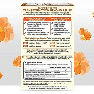 Amberen: Safe Multi-Symptom Menopause Relief. Clinically Shown to Relieve 12 Menopause Symptoms: Hot Flashes, Night Sweats, Mood Swings, Low Energy and More. 2 Month Supply