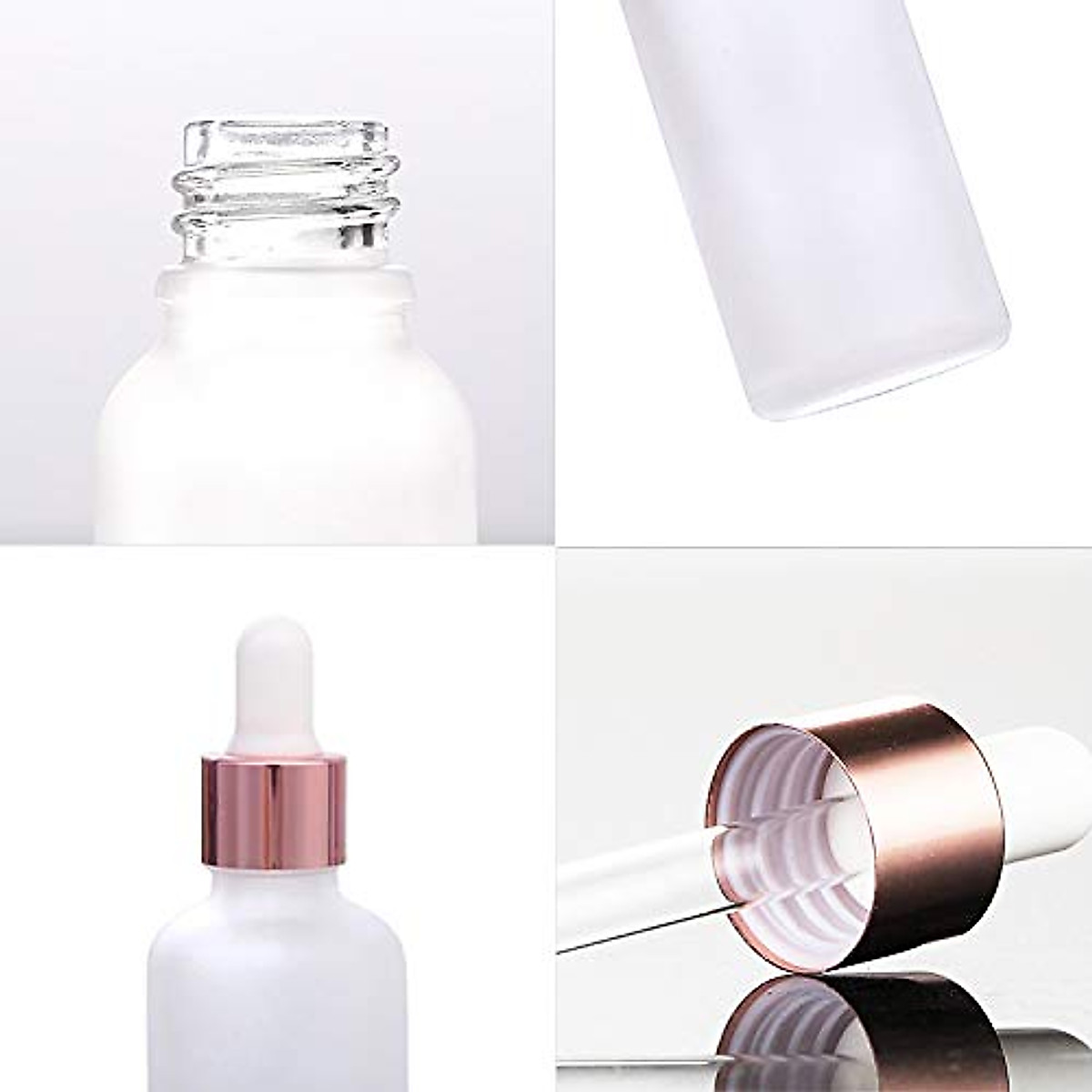 12 Pack,0.5 Oz Matte Glass Dropper Bottle,Empty Frosted Essential Oil Dropper Bottle Holder With Glass Eye Dropper,Rose-Golden Caps Perfume Travel Vial Container-Pipette,Stickers,Funnel included