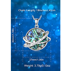 INFUSEU Abalone Moon Star Necklace Sterling Silver Pendant Women Space Planet Celestial Jewelry for Teen Teenager Universe Galaxy Cute Graduation Gifts Astronomy Lovers