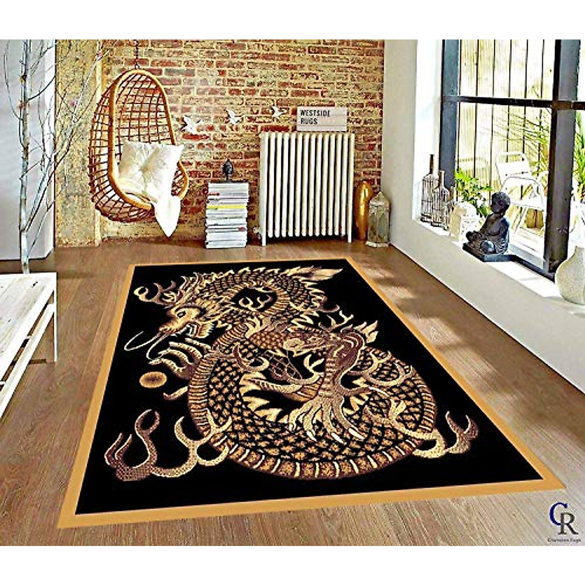 Oriental Asian Japanese Dragon Area Rug Carpet (5’ 3” X 7’ 5”)