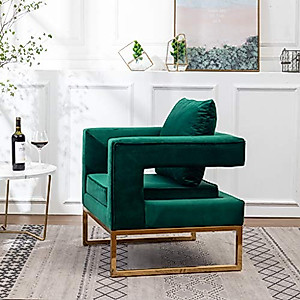 Roundhill Furniture Lenola Upholstered Accent Arm Chair, Green 27.5D x 29.75W x 34.5H in