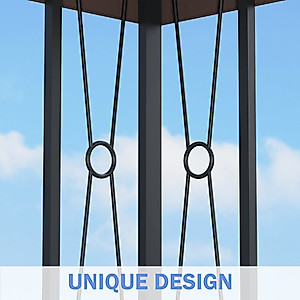 BACKYADOOR 10'X12' Gazebo, Outdoor Gazebo with Mosquito Netting, Patio Gazebo with Ventilation Double Roof for Patio, Deck, Garden (Dark Brown)