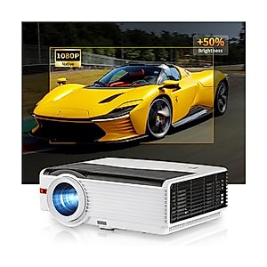 Native 1080P Full HD Video Projector for Outdoor Moives 200'' Display 9000 Lumens Wireless Bluetooth WiFi Projector Smart Home Theater Projector Gaming,Zoomable,10W Speakers,iOS,Android,TV Stick
