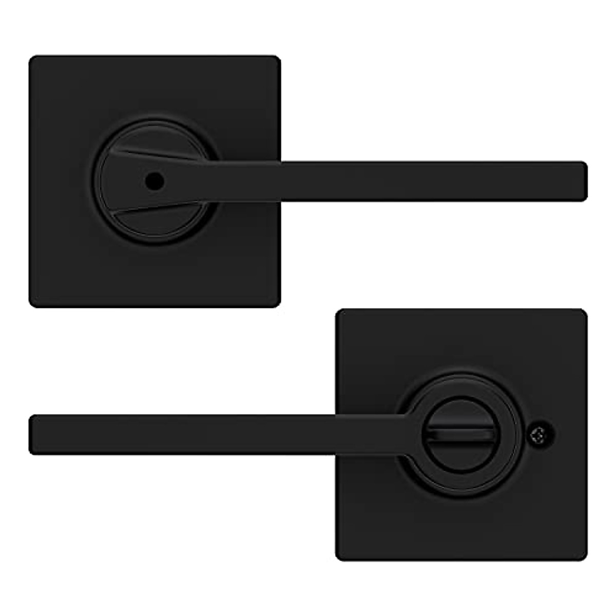 Kwikset Casey Interior Privacy Door Handle with Lock, Door Lever For Bathroom and Bedroom, Matte Black Reversible Keyless Turn Lock, with Microban Protection