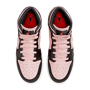 Nike boys Air Jordan 1 Mid Grade School, Atmosphere/Infrared 23 Black, 7 Big Kid