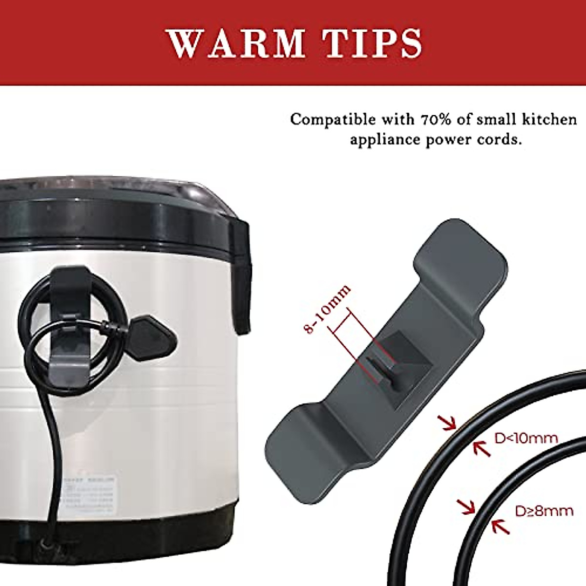 Cord Organizer for Appliances, 6Pcs Kitchen Appliance Cord Winder, The Cord Wrapper for Small Home Appliances(6Gray)