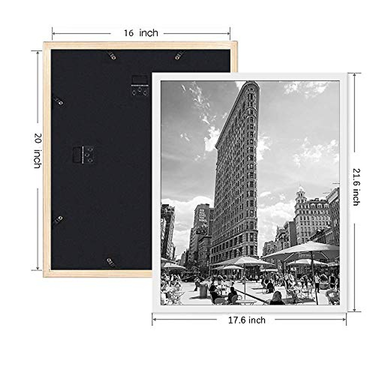 16x20 Frame White 3 Pack, 16x20 Picture Frames for Wall Made of Solid Wood With Plexiglass