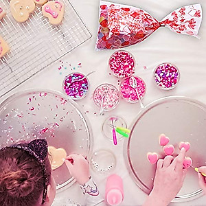 Aneco 100 Pack Valentine Cellophane Bags Valentine's Day Candy Cookie Bags 4 Styles Valentine Gift Bags Plastic Clear Cellophane Bags with Twist Ties for Valentine Party Favor Supplies