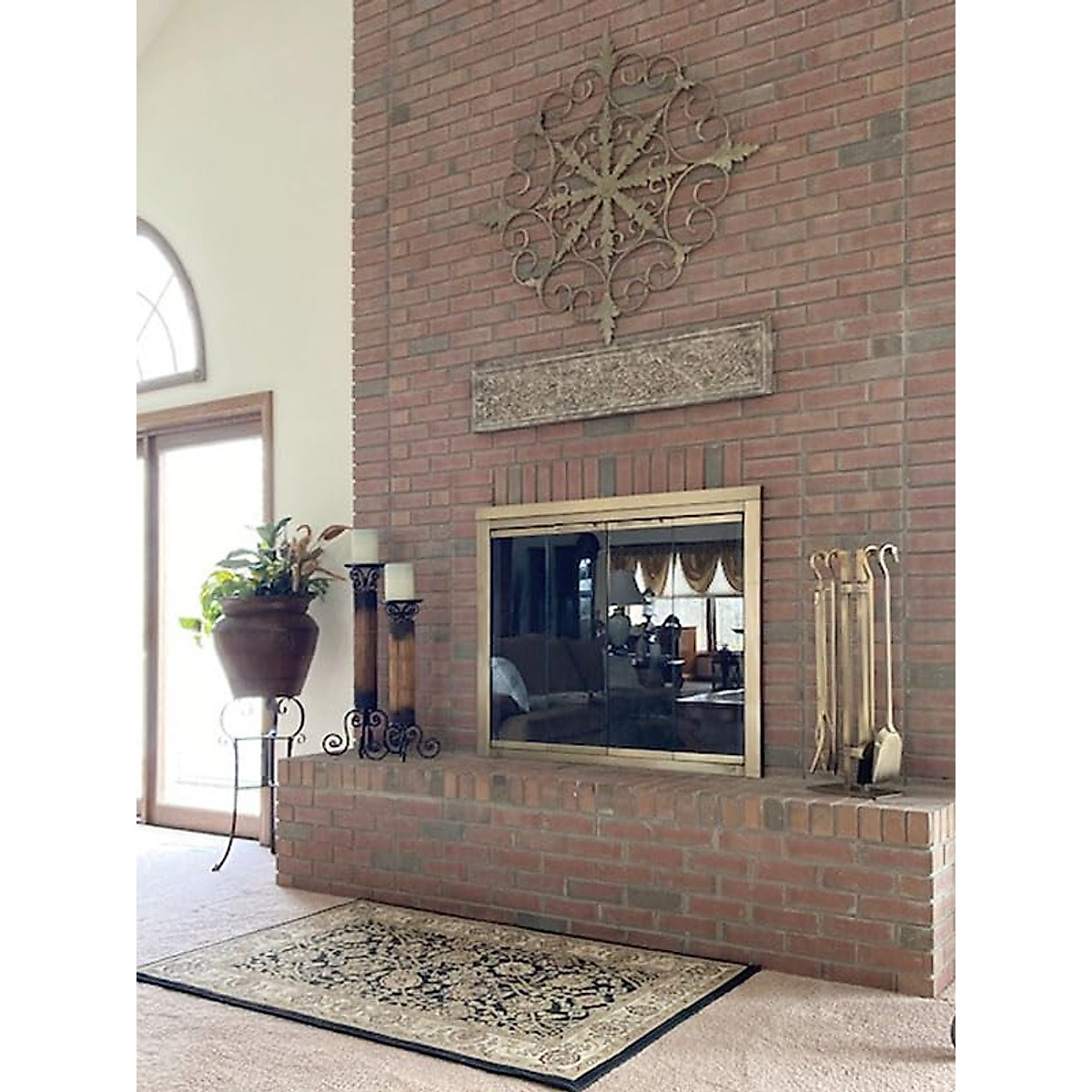 Pilgrim Home and Hearth 18086 Sinclair Fireplace Tool Set, Burnished Brass, 20 Pounds