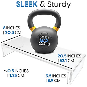 Mammoth DuraClear Acrylic Monitor Stand Riser - 3.5" Elevation and 20" Wide Computer Monitor Stand - Elevate Monitor & Organize Your Workspace