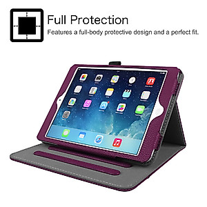 Fintie Case for iPad Mini 3, Mini 2/1 [Corner Protection], Multi-Angle Folio Smart Stand Protective Cover with Pocket, Auto Sleep/Wake, Purple