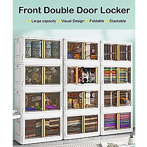 Storage Bins with Lids-78 Quart Plastic Storage Bins,4 Packs Stackable Storage Bins with Wheels,White Closet Organizers and Storage,Dual Open Collapsible Storage Bins for Home and Office Storage