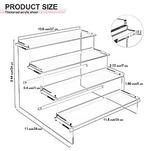 ULENDIS 4 Tier Acrylic Display Stands Organizer for Perfume, Upgrade Clear Display Stand Risers Shelf for Cupcakes Perfumes Figurines, Desktop Tiered Display for Decorating & Organizing