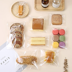 Macoota 200 Pcs 4" x 6" Thick 1.6 Mil Clear Self Sealing Resealable Cellophane Poly Bags Heavy-duty Adhesive Cello Plastic Bags Packaging Bakery Cookie Candy Candle Soap Card Gift OPP Bag